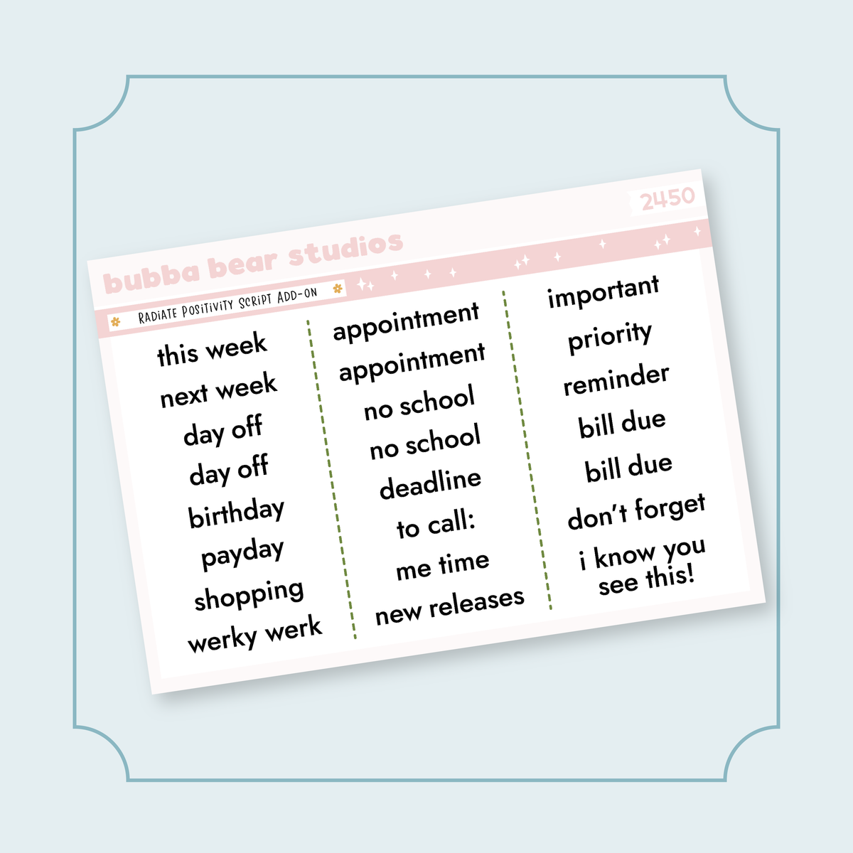 Radiate Positivity Script Add-On – Bubba Bear Studios