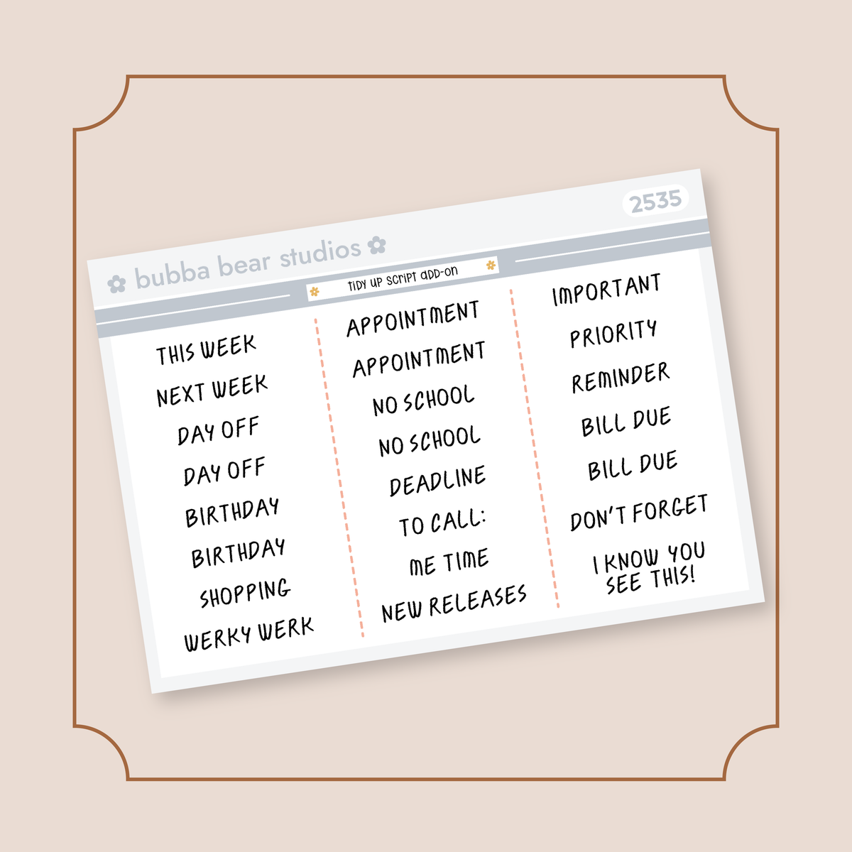 Tidy Up Script Add-On – Bubba Bear Studios
