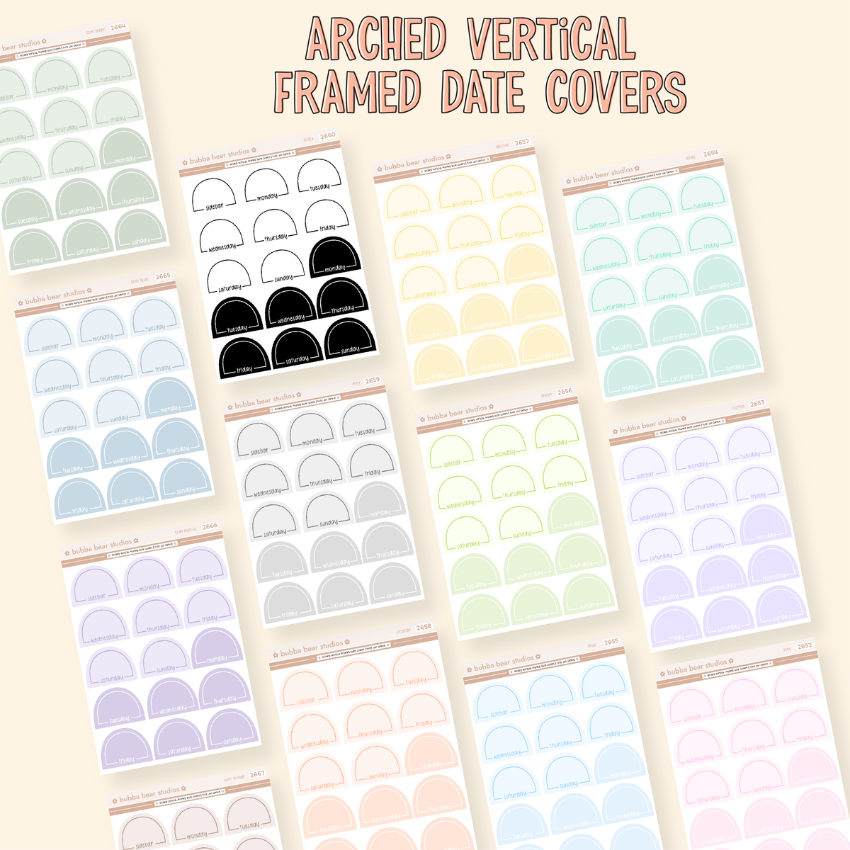 Arched Vertical - Framed Arch Date Covers – Bubba Bear Studios