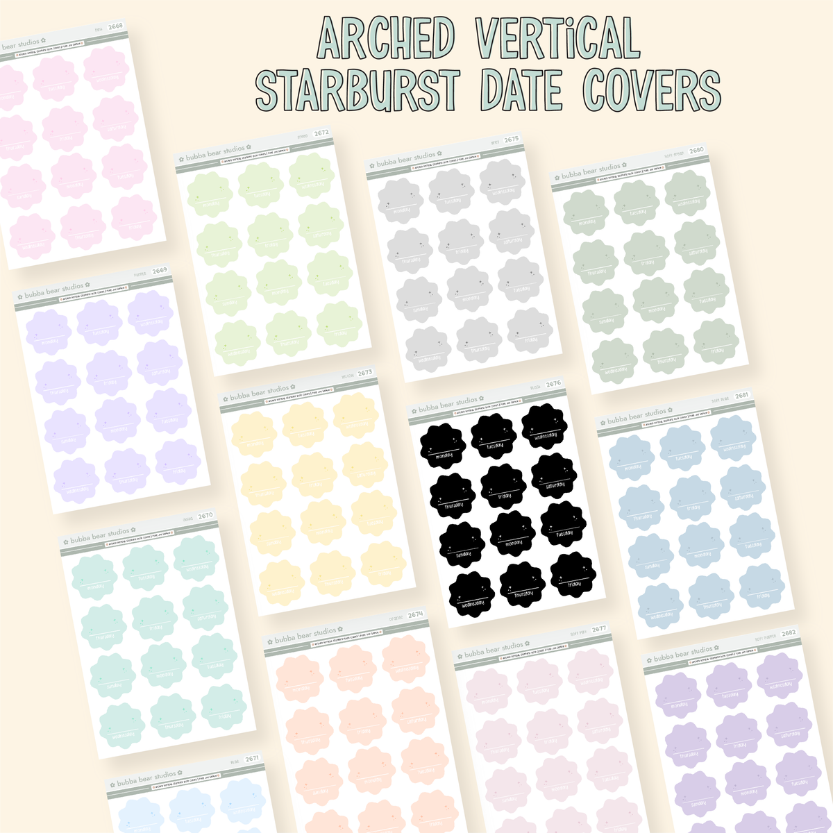 Arched Vertical - Starburst Date Covers – Bubba Bear Studios