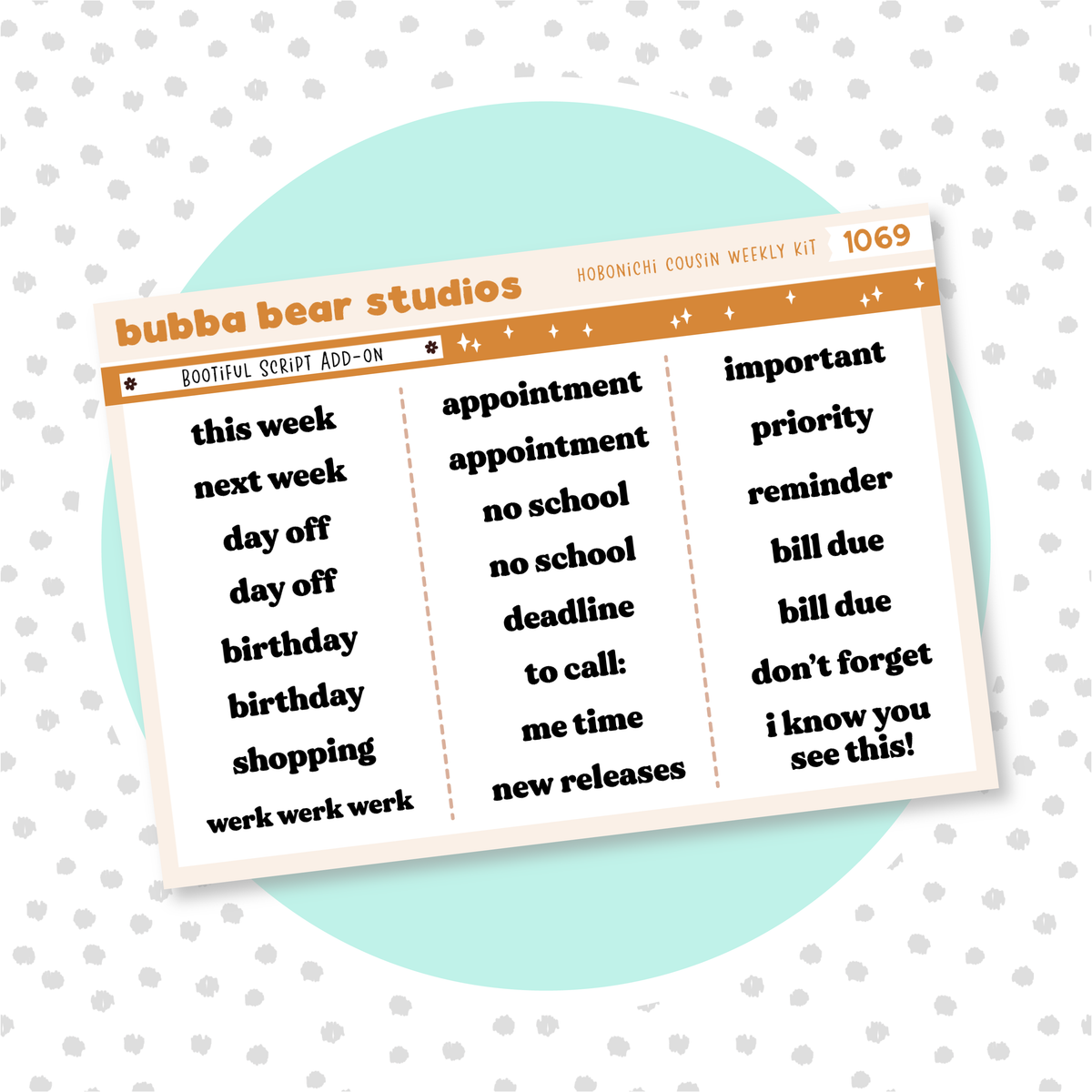 HOBONICHI COUSIN - Bootiful Script Add-On – Bubba Bear Studios