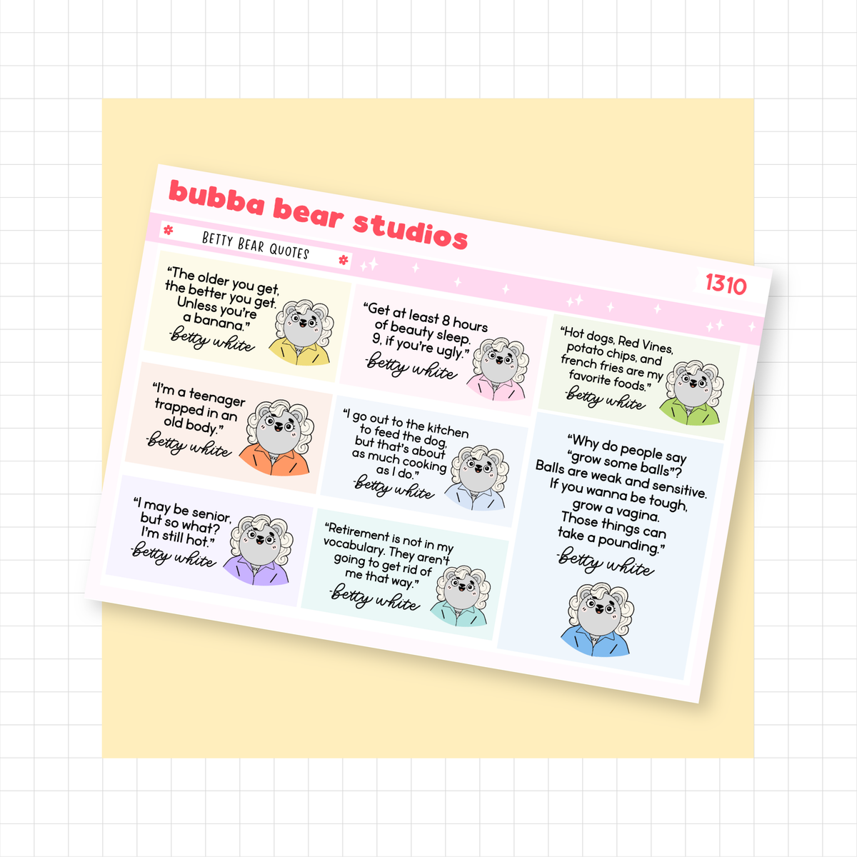 Betty Bear Quote Sampler – Bubba Bear Studios