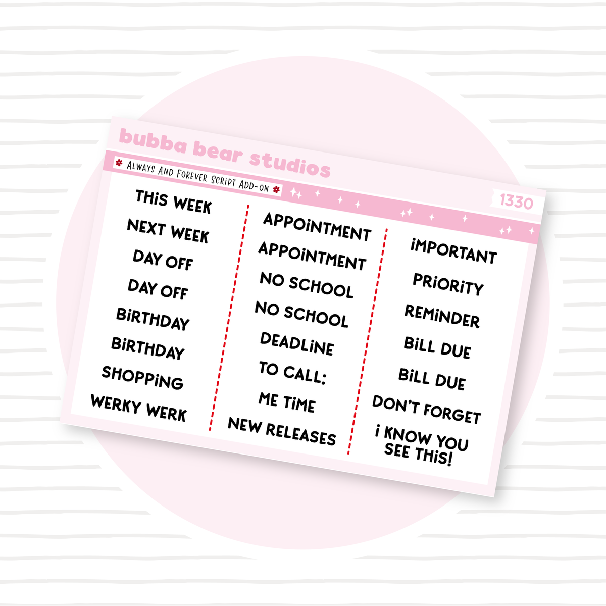 Always and Forever Script Add-On – Bubba Bear Studios