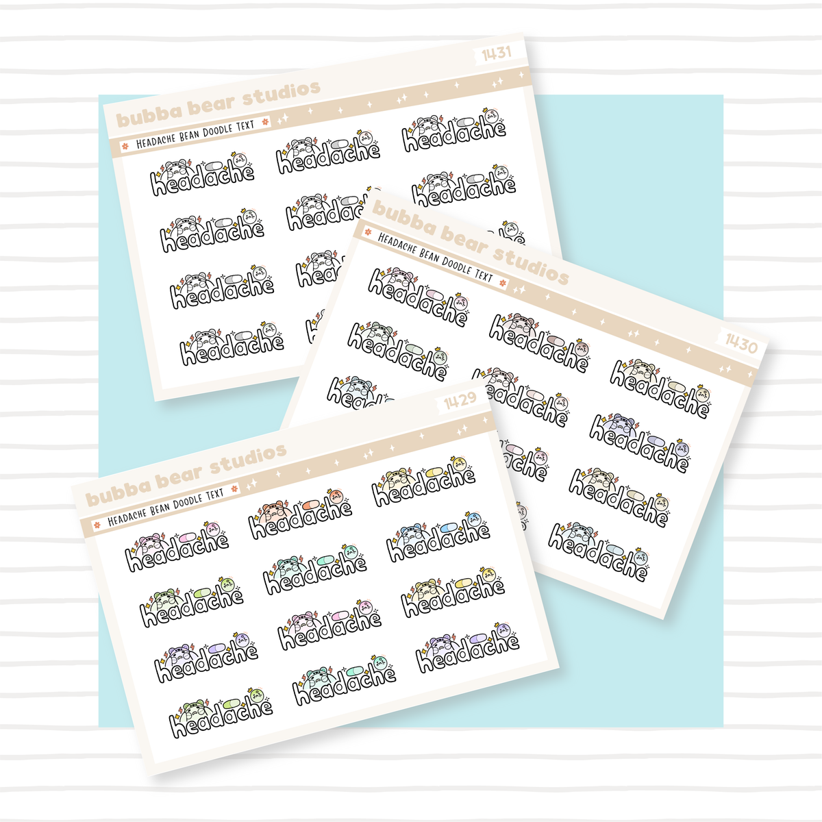 Headache Bean Doodle Text – Bubba Bear Studios