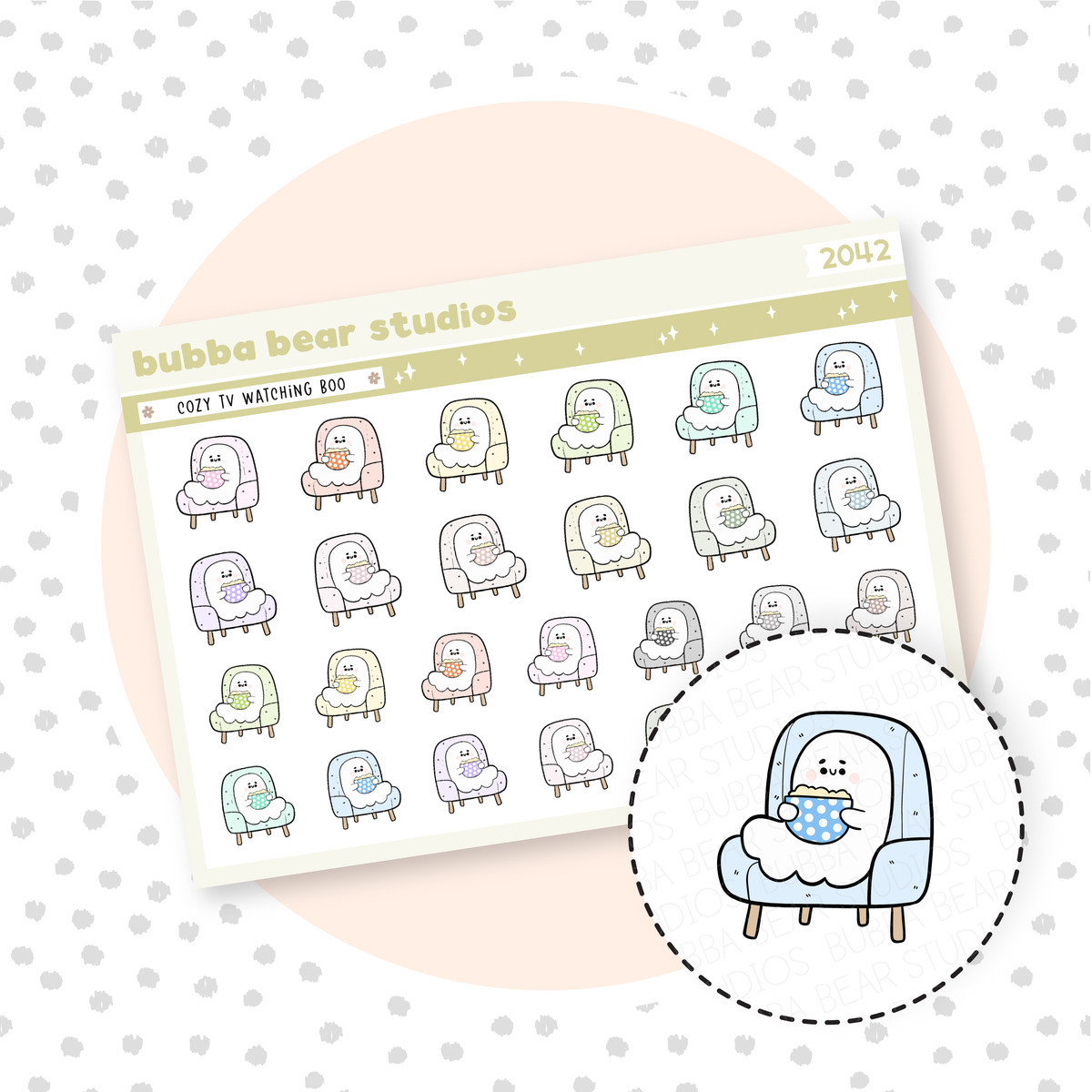 Cozy TV Watching Boo – Bubba Bear Studios