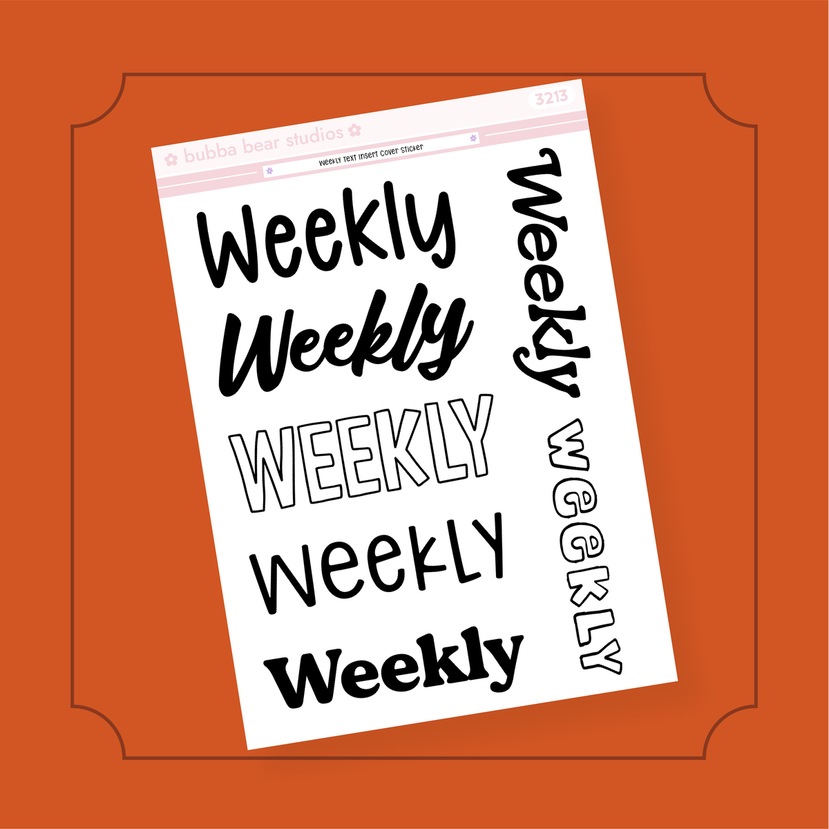 Weekly Text Insert Cover Sticker – Bubba Bear Studios