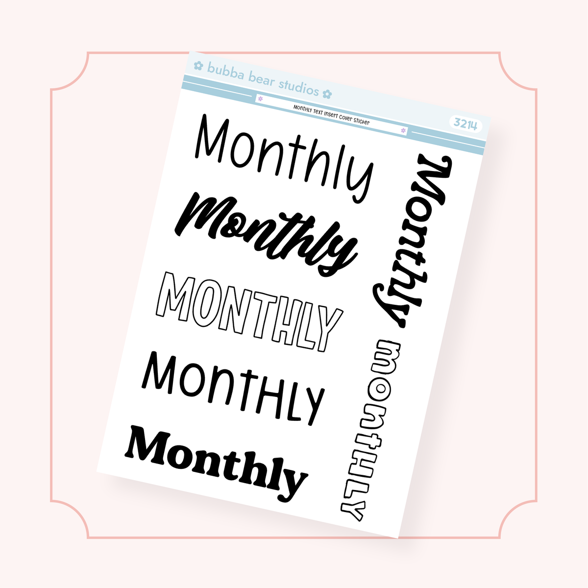 Monthly Text Insert Cover Sticker – Bubba Bear Studios
