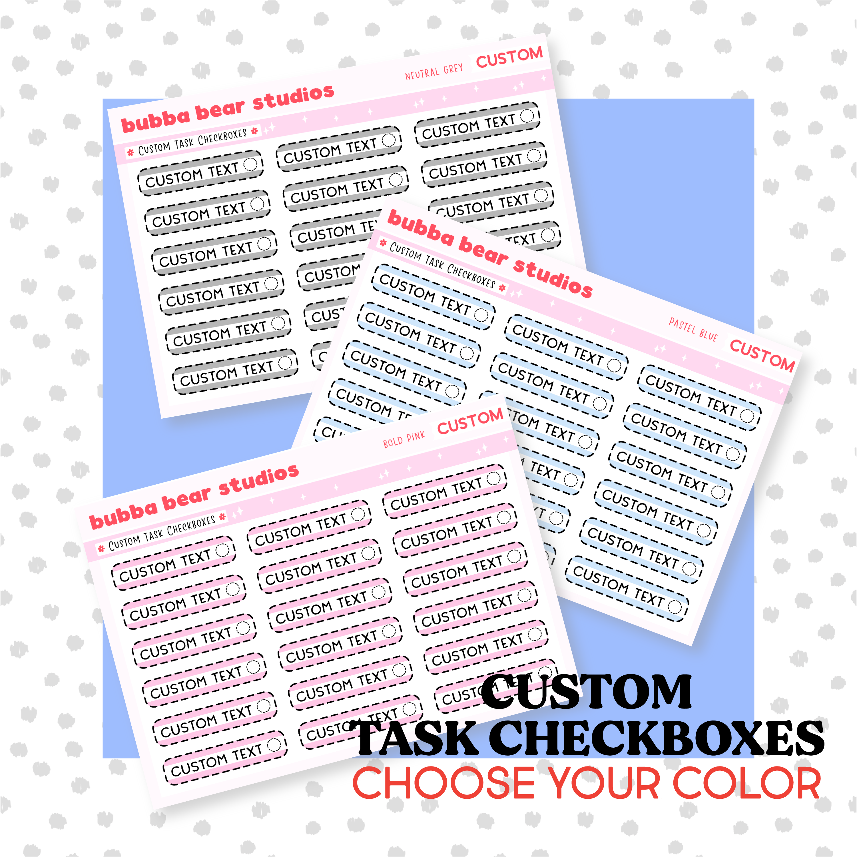 CUSTOM Task Checkboxes - Choose Your Color – Bubba Bear Studios