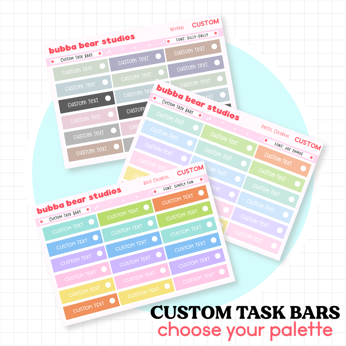 *CUSTOM* Task Bars - Choose Color Palette – Bubba Bear Studios